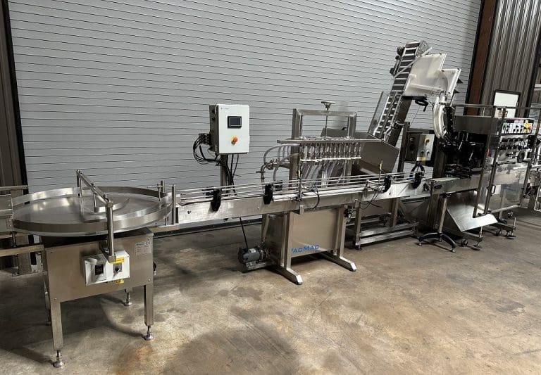 COMPLETE 12 VALVE LIQUID BOTTLE FILLING LINE - Used Packaging